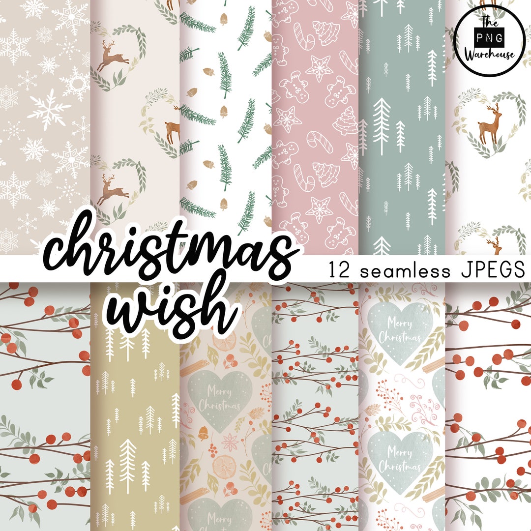 CHRISTMAS WISH - Digital Paper Pack - 12 Jpegs - Instant Download ...