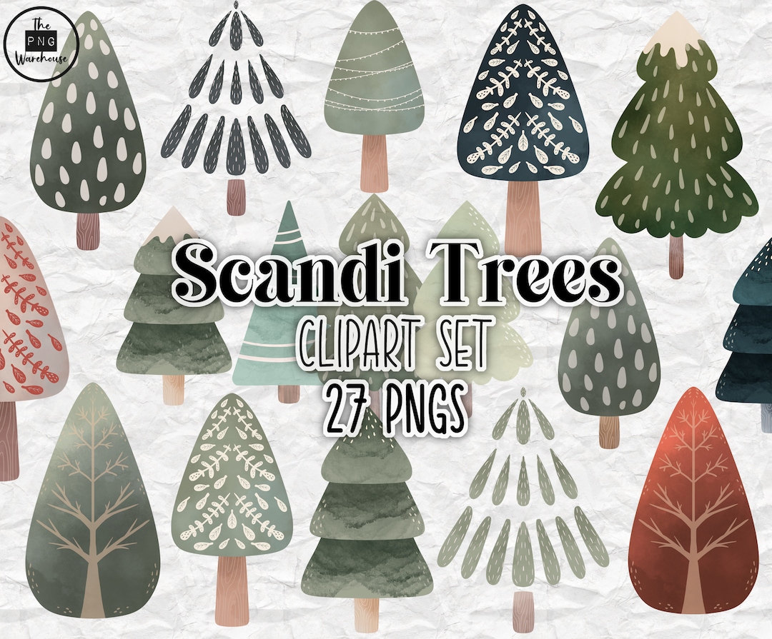 SCANDI BOHO TREES - 27 Pngs - Instant Download - 300dpi - Clip Art ...