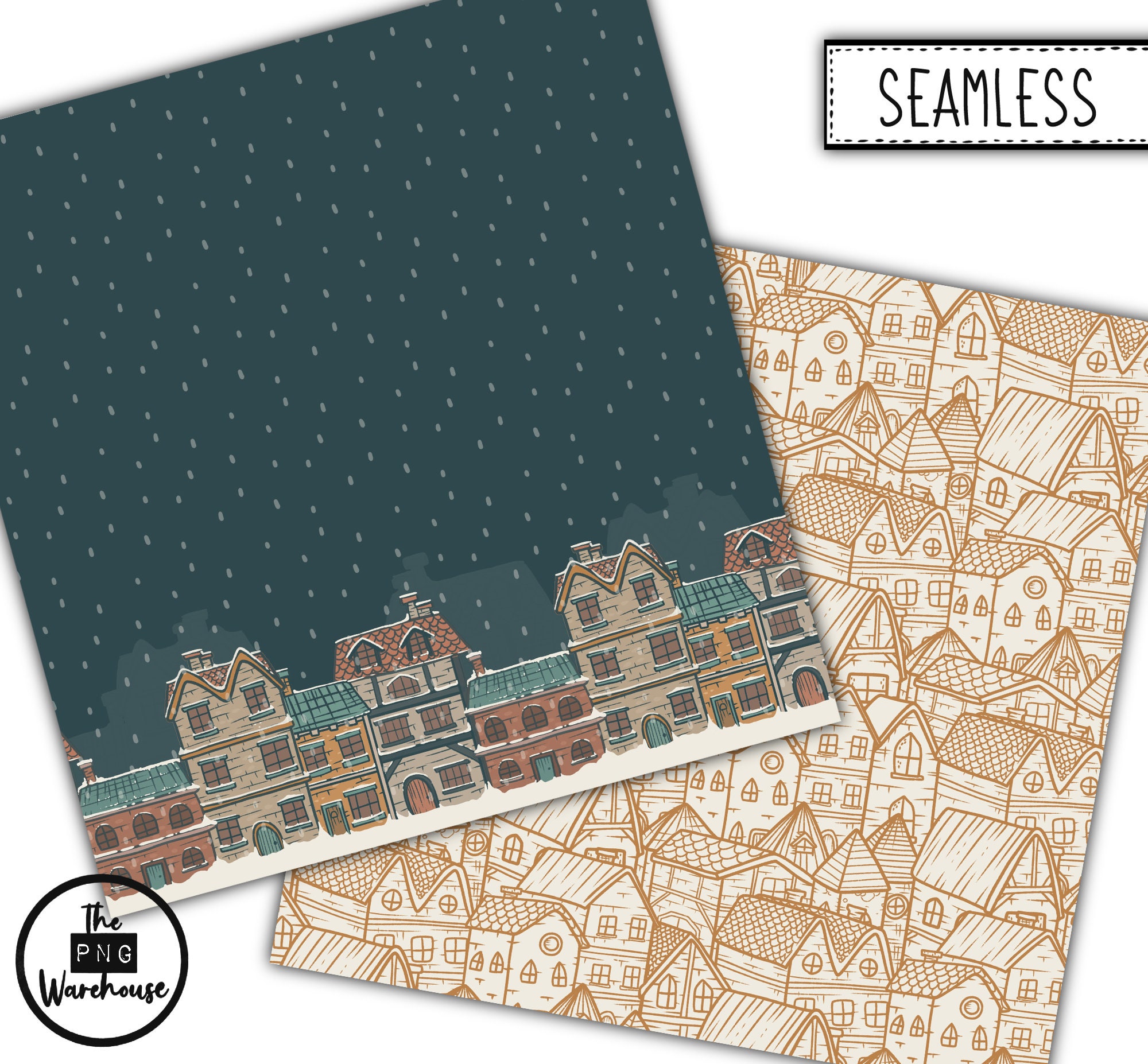 WINTER VILLAGE PATTERNS Digital Paper Pack 12 Jpegs - Etsy