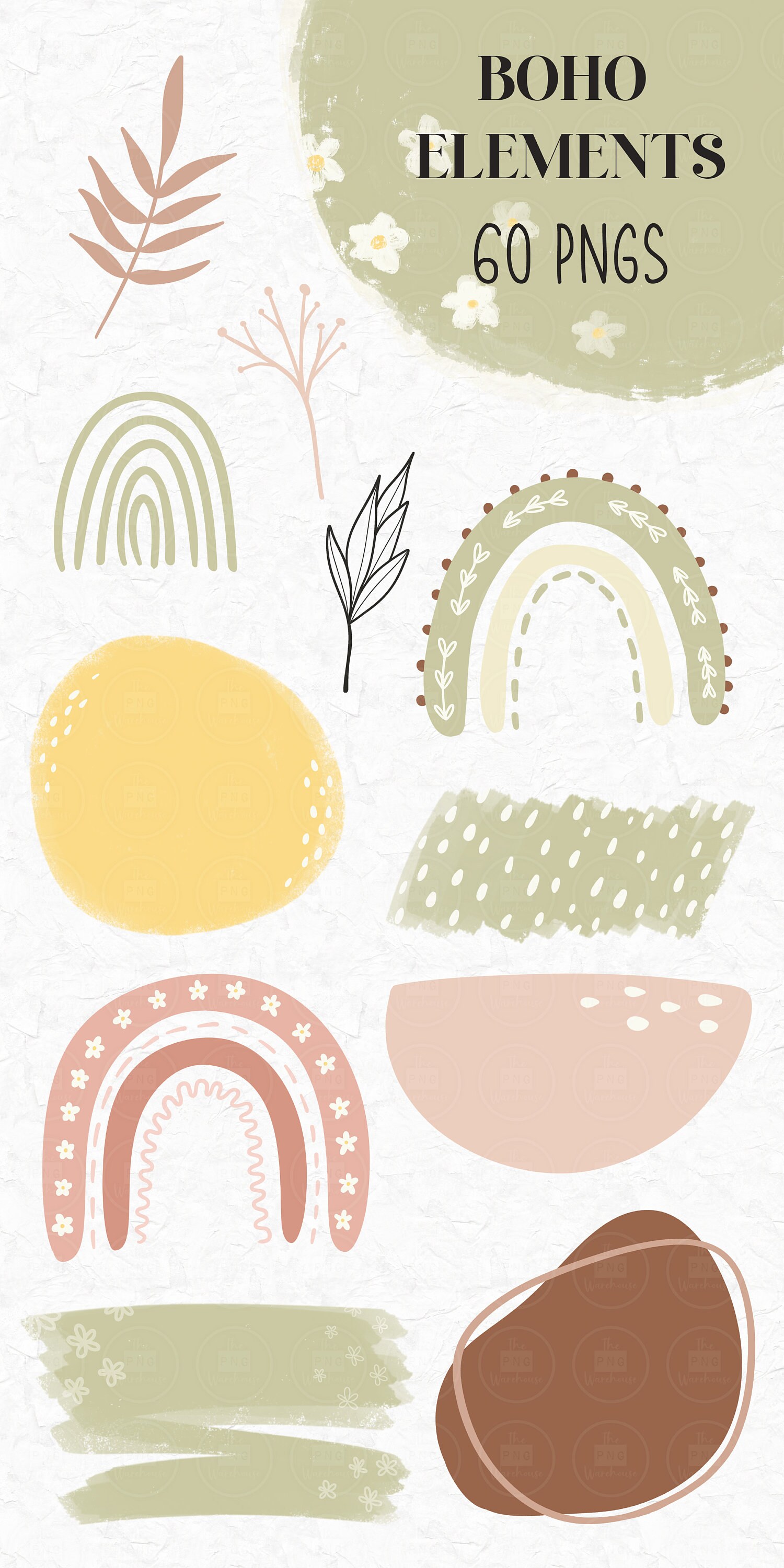 MODERN BOHO ELEMENTS 60 Png Clip Art Designs Instant - Etsy