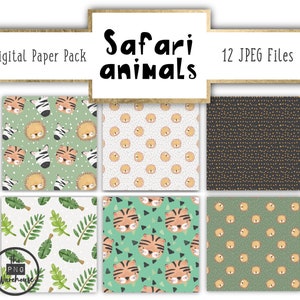 SAFARI ANIMALS - Seamless Digital Paper Pack - 12 Jpegs - Instant ...