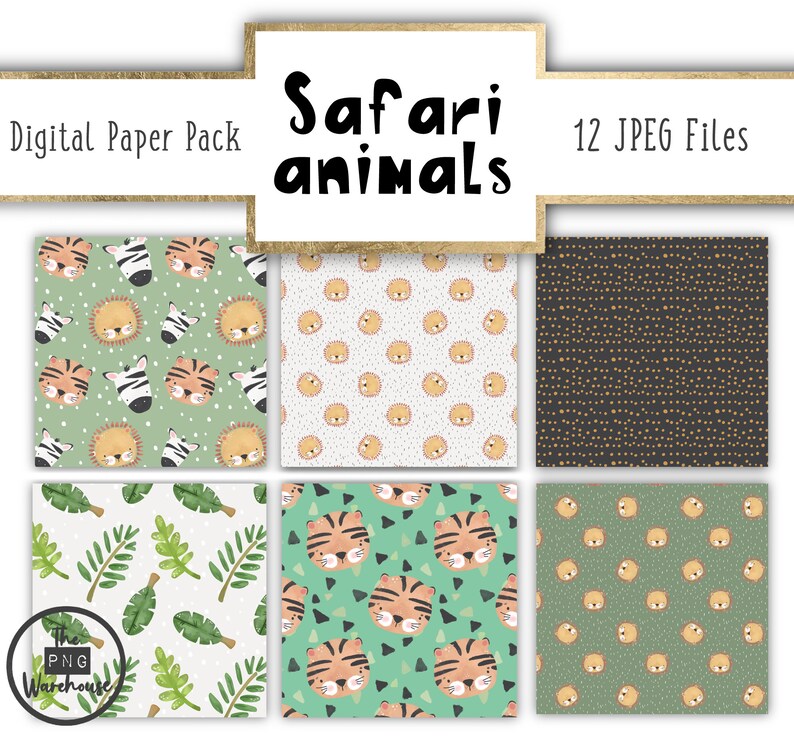 SAFARI ANIMALS Seamless Digital Paper Pack 12 Jpegs - Etsy