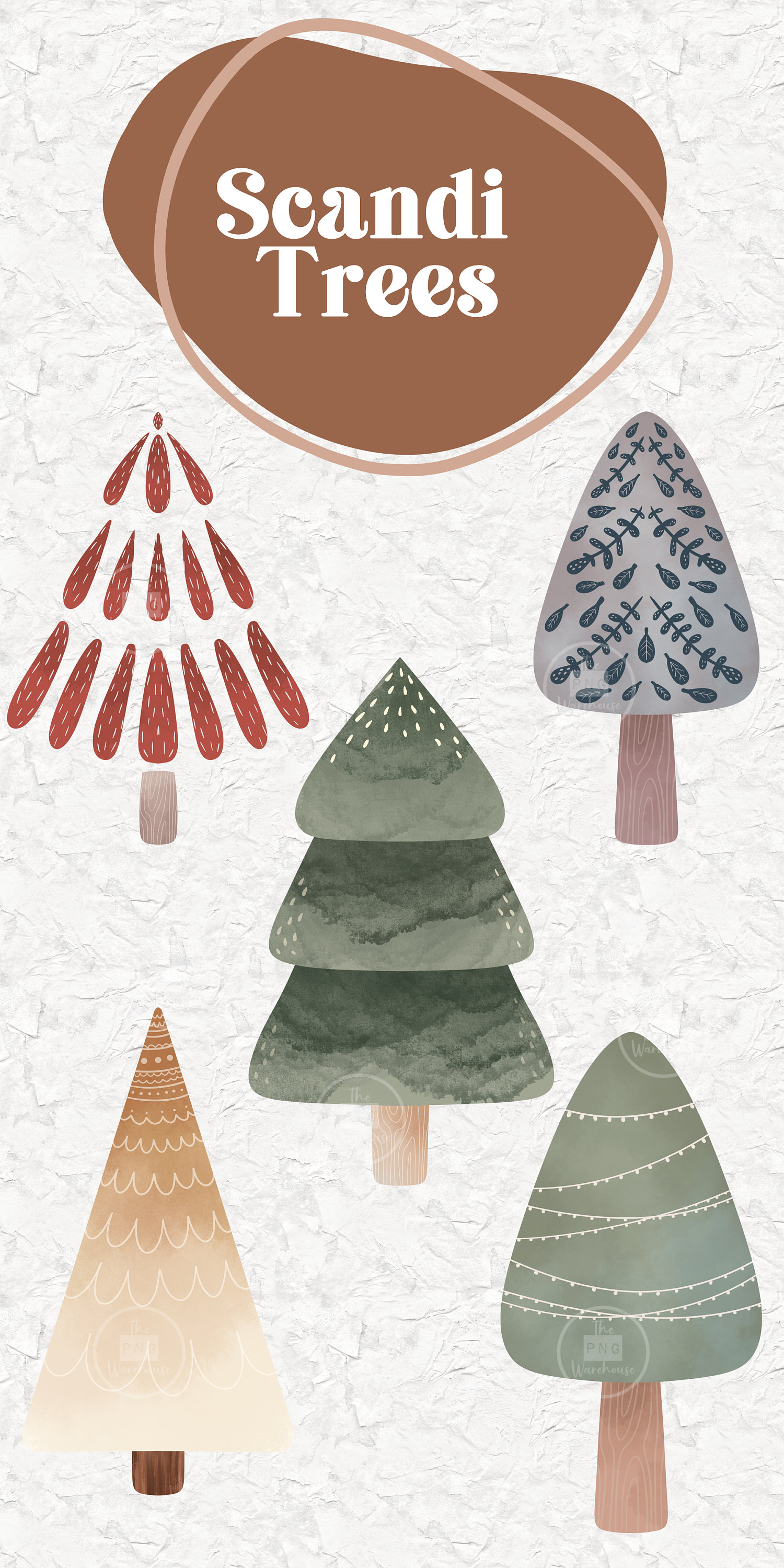 SCANDI BOHO TREES - 27 Pngs - Instant Download - 300dpi - Clip Art ...