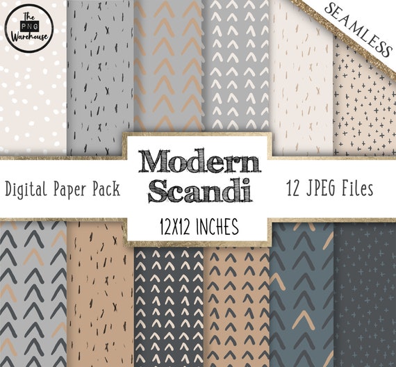 MODERN SCANDI Digital Paper Pack 12 JPegs instant | Etsy