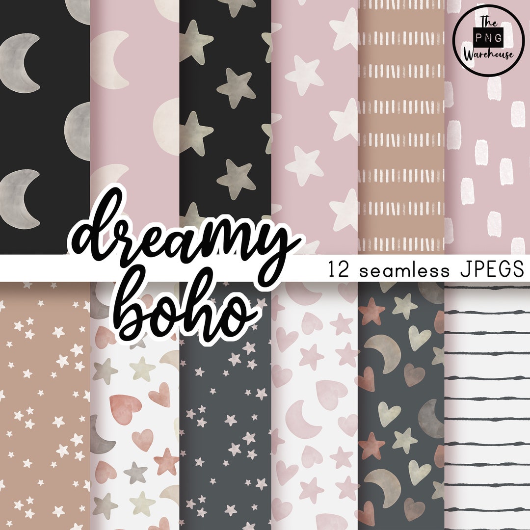 DREAMY BOHO - Digital Paper Pack - 12 Jpegs - Instant Download - 300dpi ...