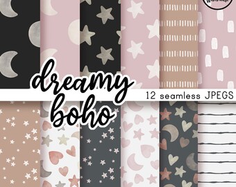 12 Floral Boho Digital Paper Set Seamless Textures Flower - Etsy