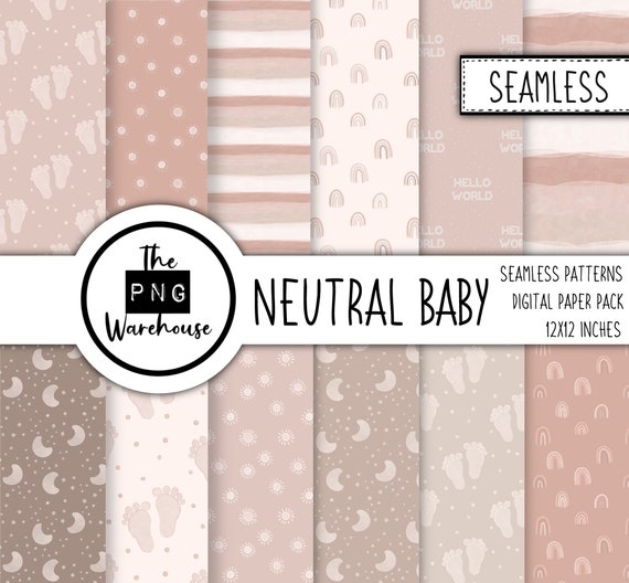 NEUTRAL BABY SHOWER Digital Paper Pack 12 Jpegs Instant - Etsy