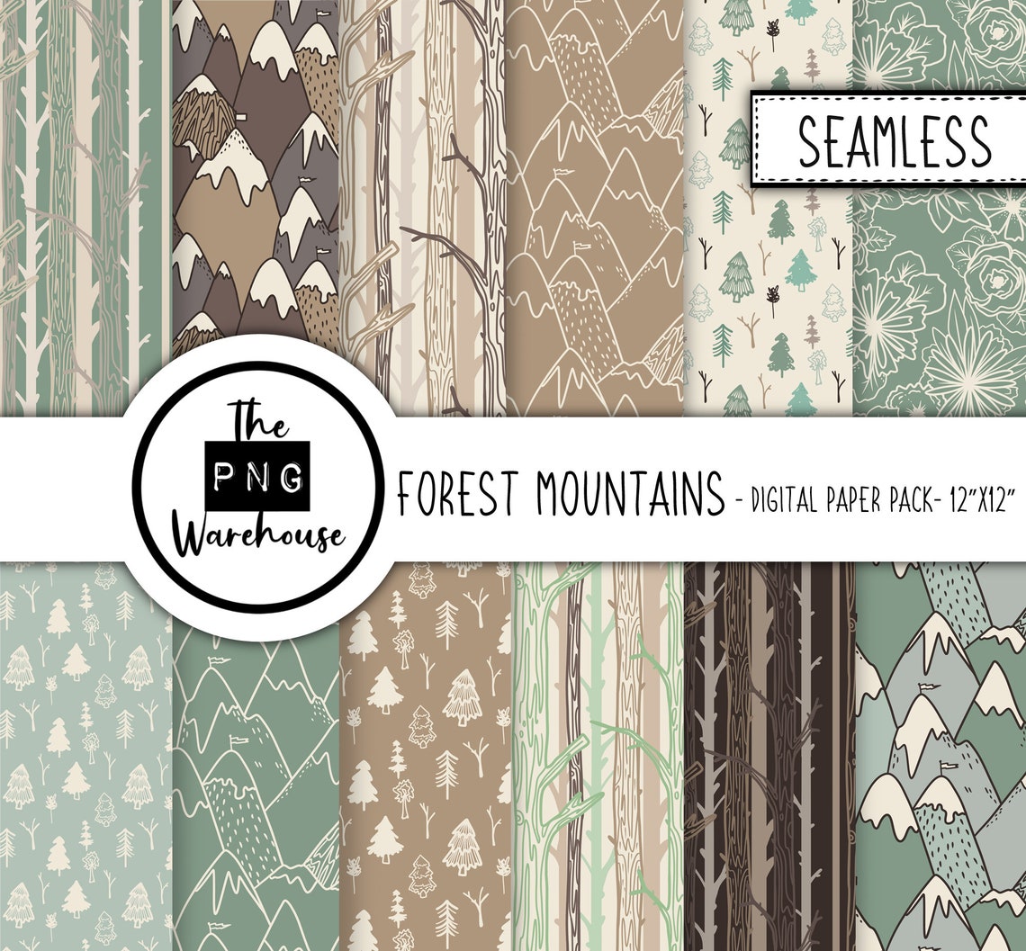 FOREST MOUNTAINS Digital Paper Pack 12 Jpegs Instant - Etsy