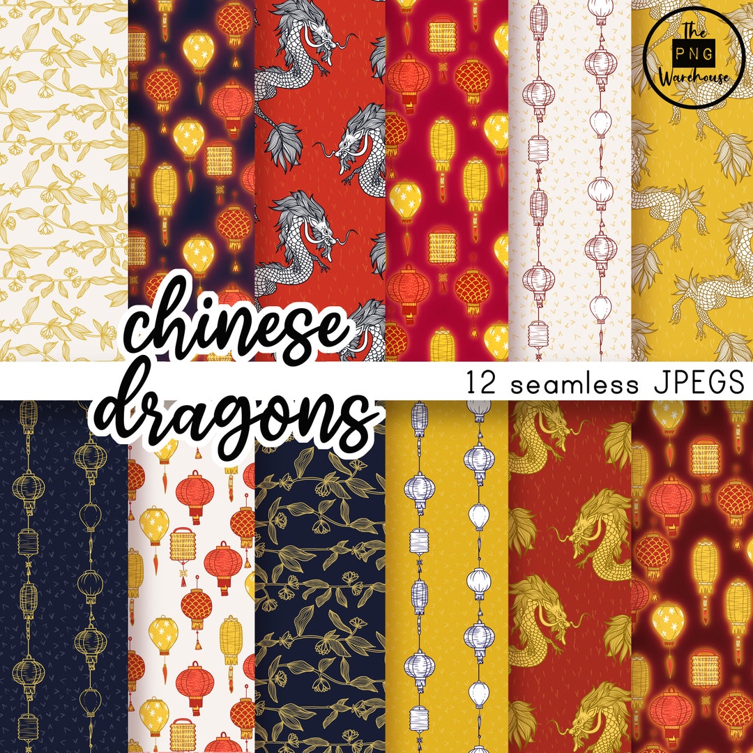 CHINESE DRAGONS - Digital Paper Pack - 12 Jpegs - Instant Download ...