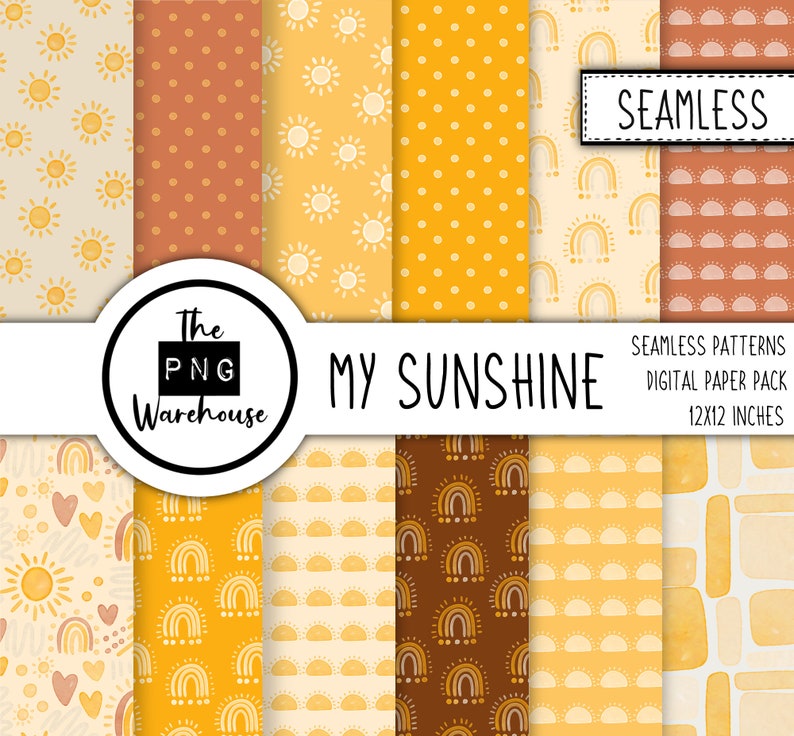 MY SUNSHINE Digital Paper Pack 12 Jpegs Instant Download - Etsy