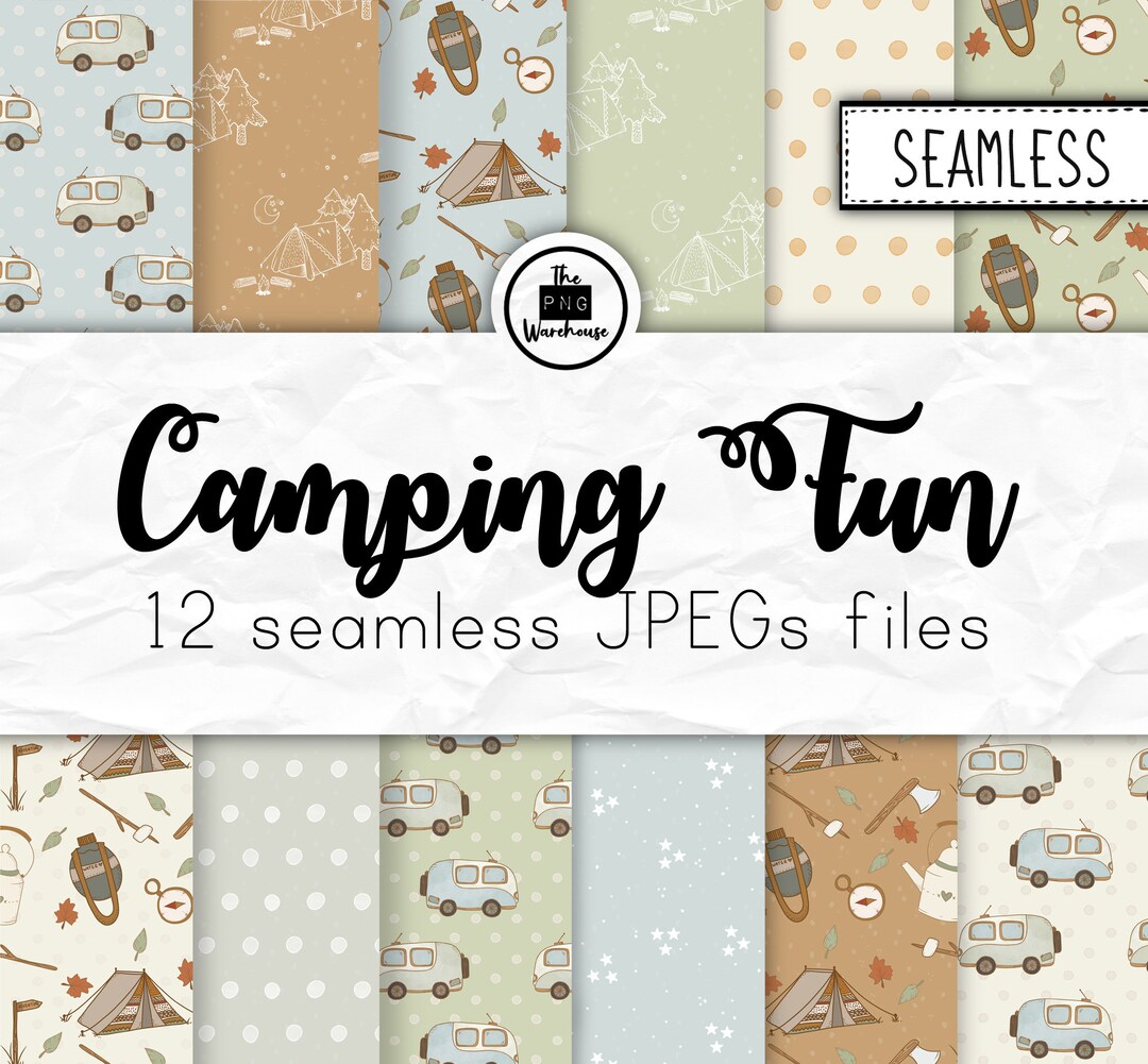 CAMPING FUN Digital Paper Pack 12 Jpegs Instant Download - Etsy