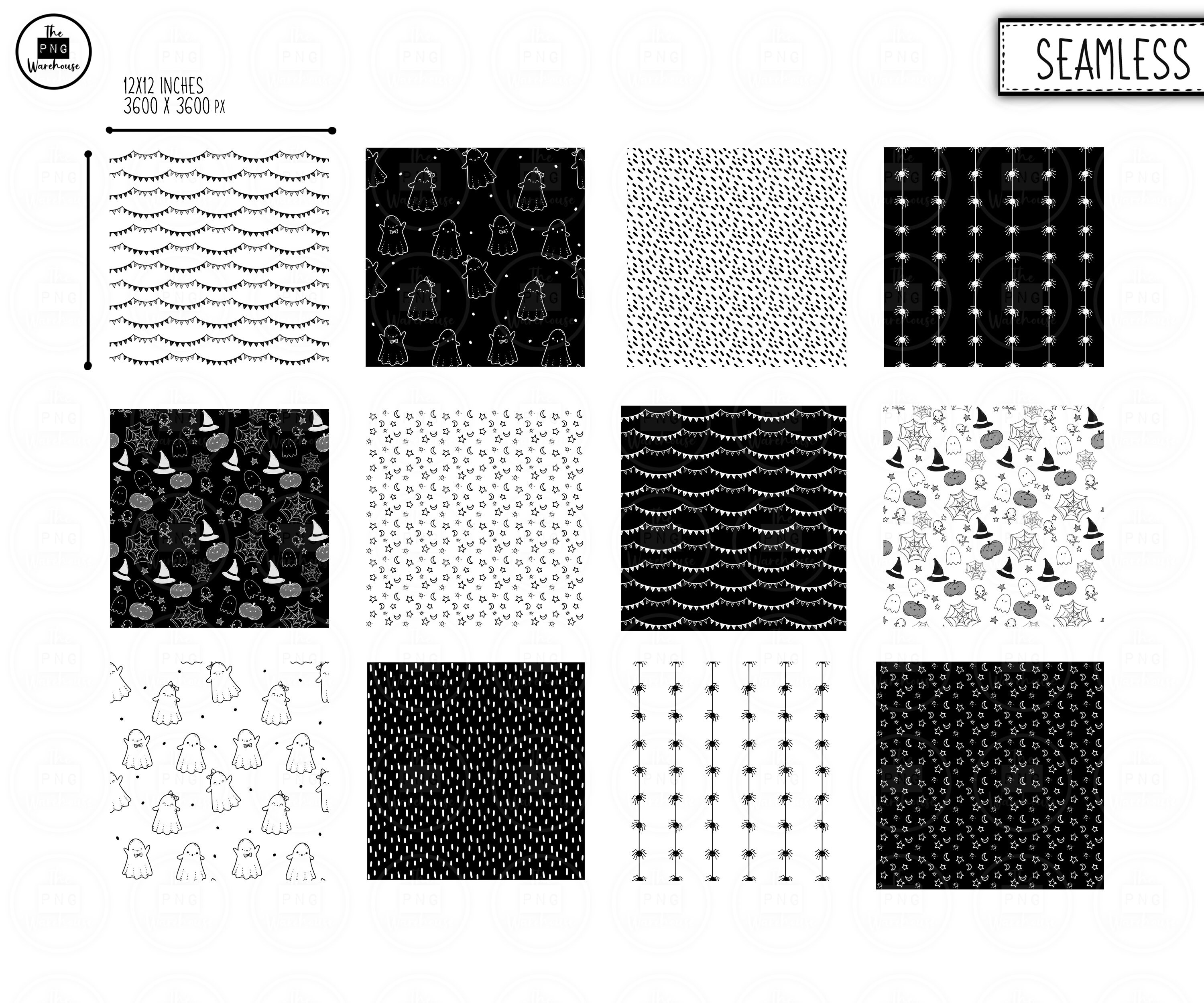BLACK + WHITE HALLOWEEN - Digital Paper Pack - 12 Jpegs - Instant ...