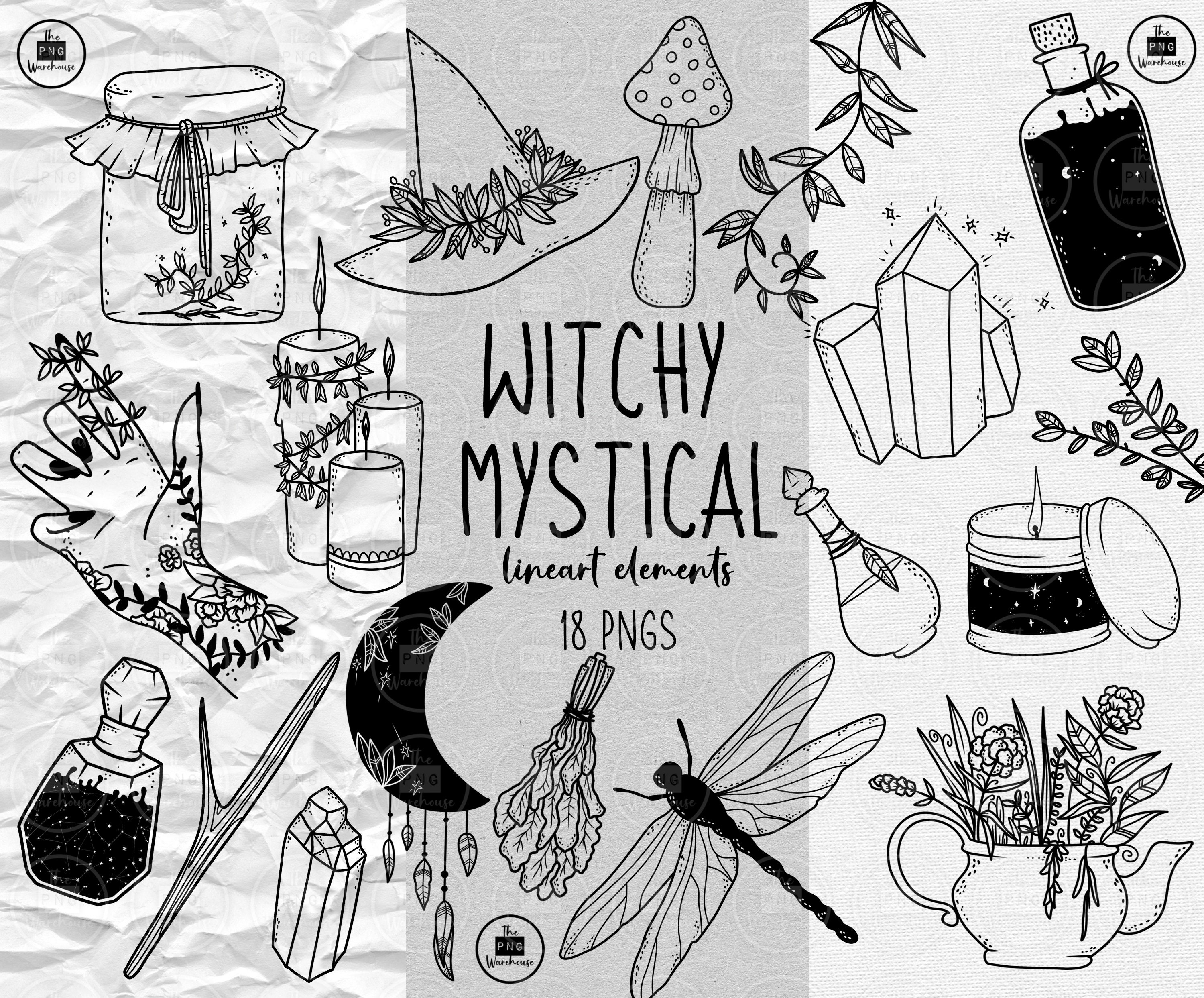 Witchy Drawings Sketch Style Portrait Of Wicked Old Witch Happy