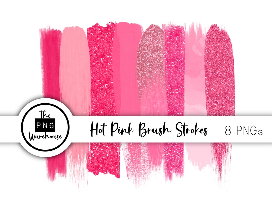8 HOT PINK BRUSHSTROKES - 8 Png Clip Art Designs - Instant Download 300 ...