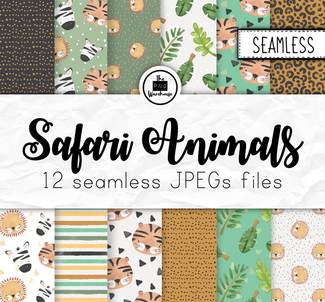 SAFARI ANIMALS Seamless Digital Paper Pack 12 Jpegs - Etsy