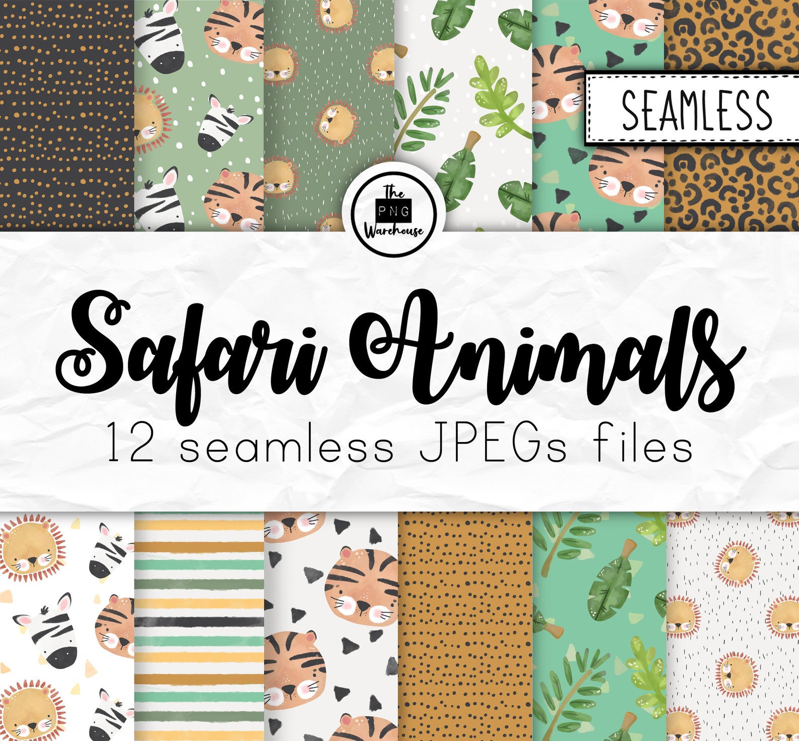 SAFARI ANIMALS Seamless Digital Paper Pack 12 Jpegs - Etsy