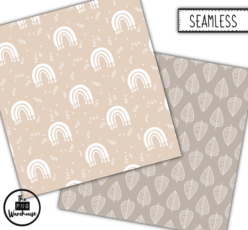 NEUTRAL BOHO PATTERNS Digital Paper Pack - 12 Jpegs - Instant Download ...