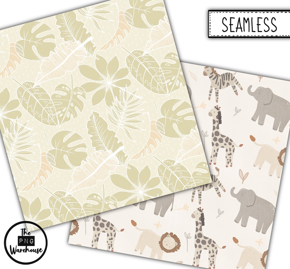 SAFARI ANIMALS PATTERNS Digital Paper Pack - 12 Jpegs - Instant ...