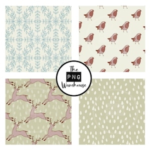 WINTER ANIMALS PATTERNS Digital Paper Pack 12 Jpegs Instant Download ...