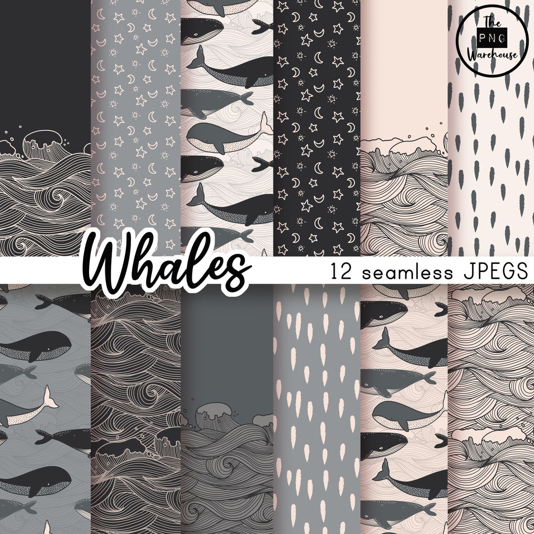 OCEAN WHALES - Digital Paper Pack - 12 Jpegs - Instant Download ...