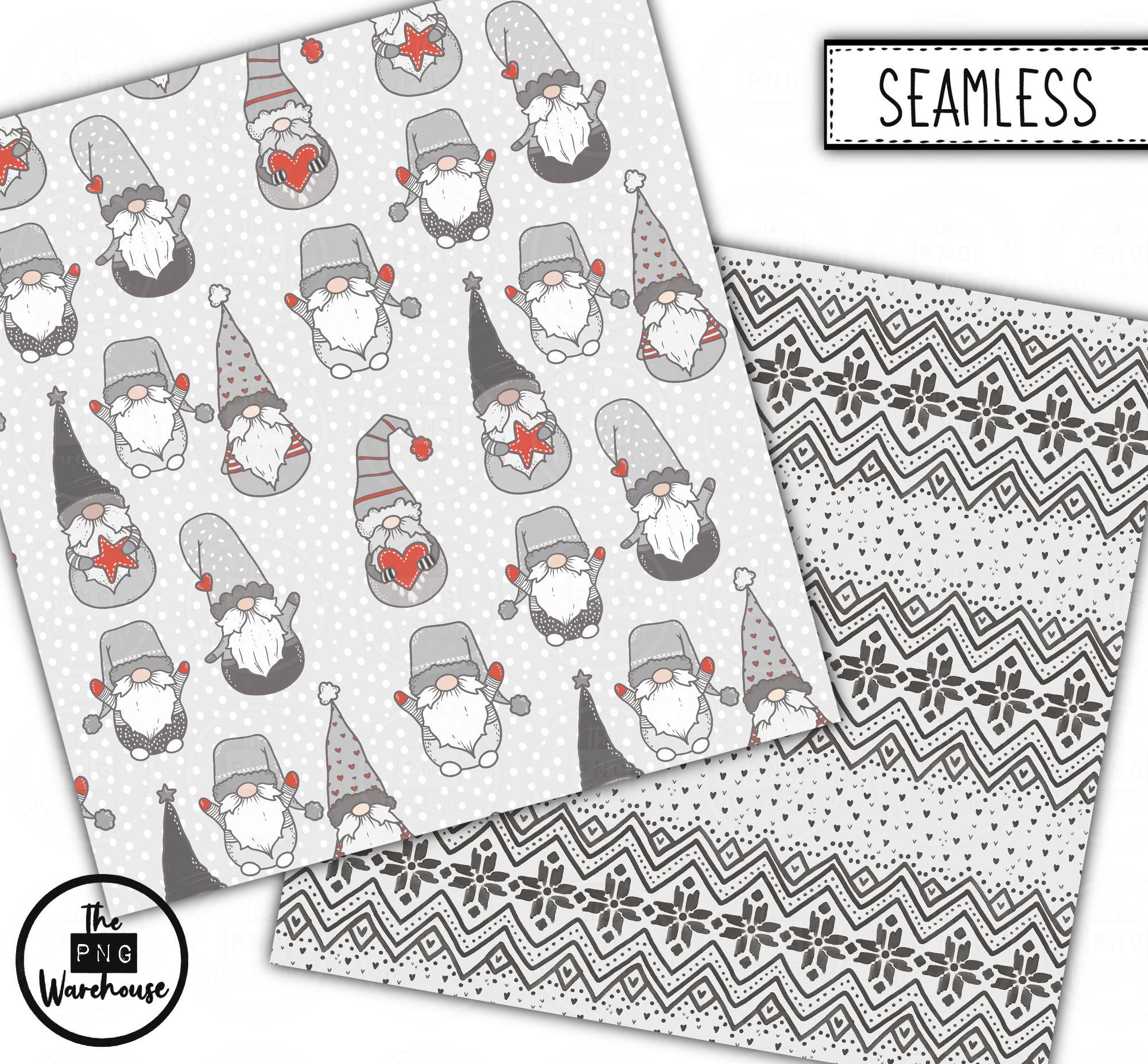 GREY GONK CHRISTMAS Digital Paper Pack 12 Jpegs Instant | Etsy