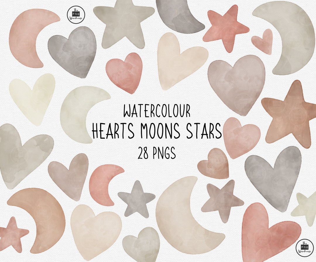 28 NEUTRAL WATERCOLOUR HEARTS - Clip Art - 28 Png Designs - 300 Dpi ...