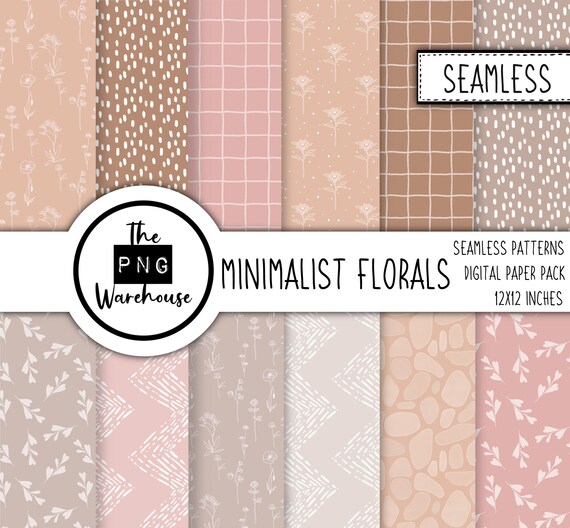 MINIMALIST FLORALS Digital Paper Pack 12 Jpegs Instant - Etsy
