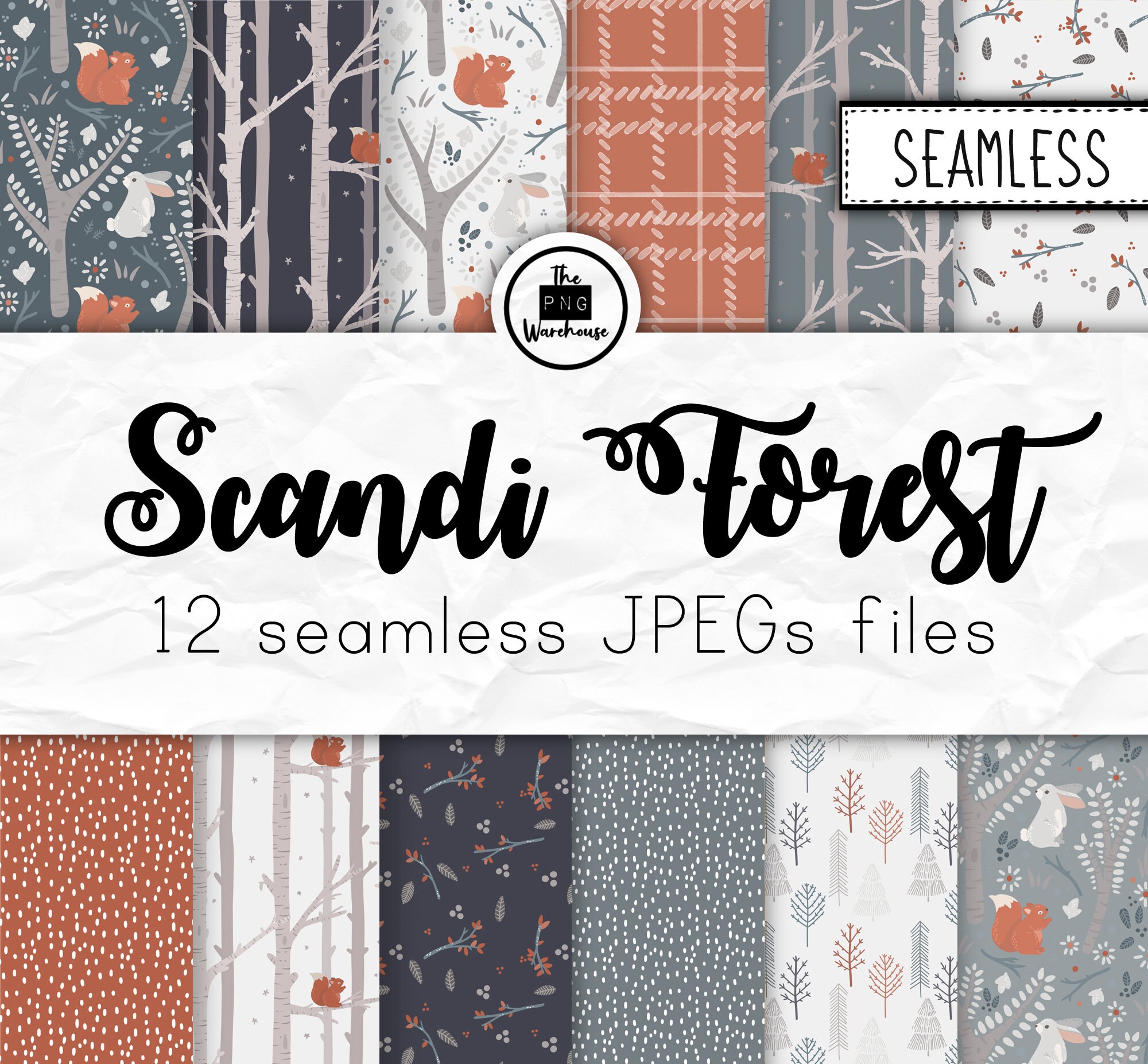 SCANDI FOREST Seamless Digital Paper Pack 12 Jpegs - Etsy UK
