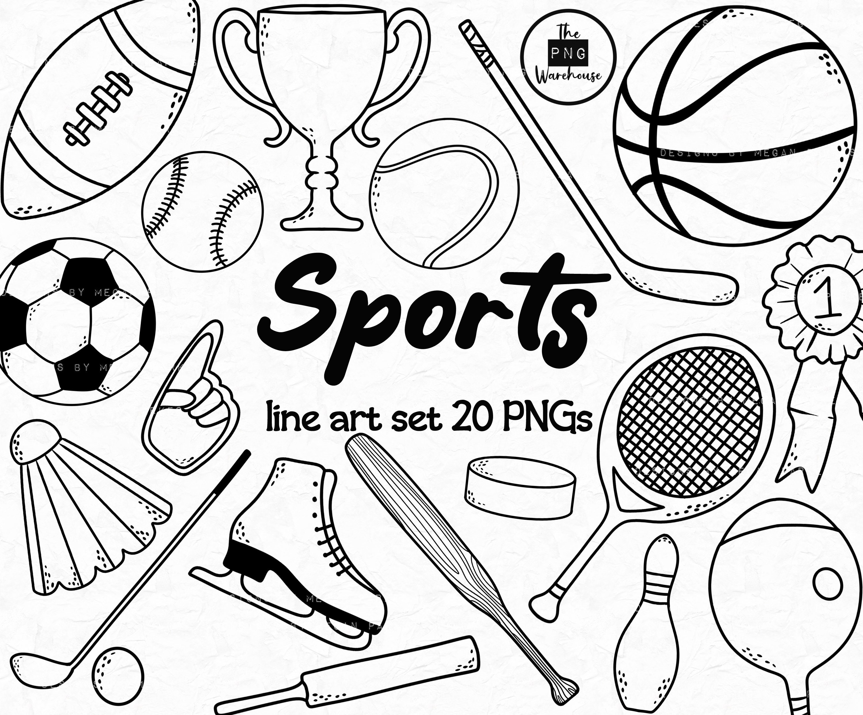 Sports Equipment Clip Art Black And White
