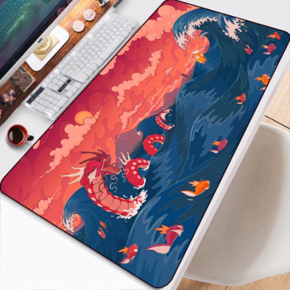 Red Dragon RGB Gaming Mouse Pad, Anime Ocean Dragon, Anime RGB Gaming ...