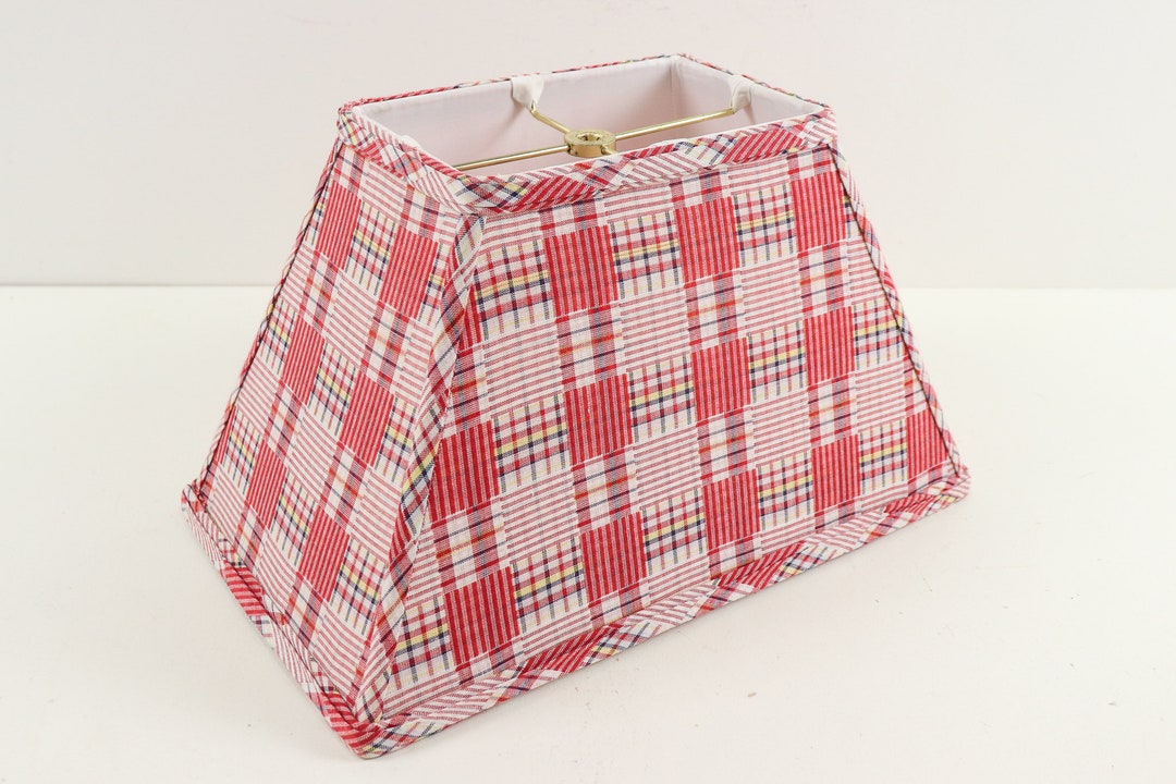 Red Plaid Lamp Shade, Rectangular Lamp Shade - Etsy