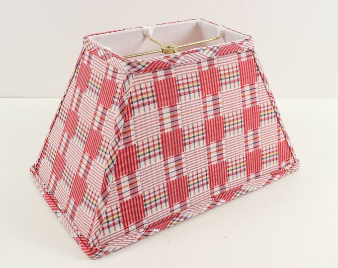 Red Plaid Lamp Shade, Rectangular Lamp Shade - Etsy