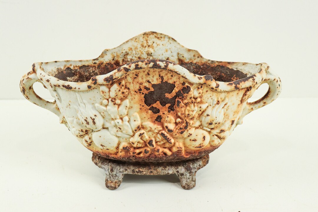 Vintage Cast Iron Planter With Feet, Cast Iron Jardiniere, Rustic ...