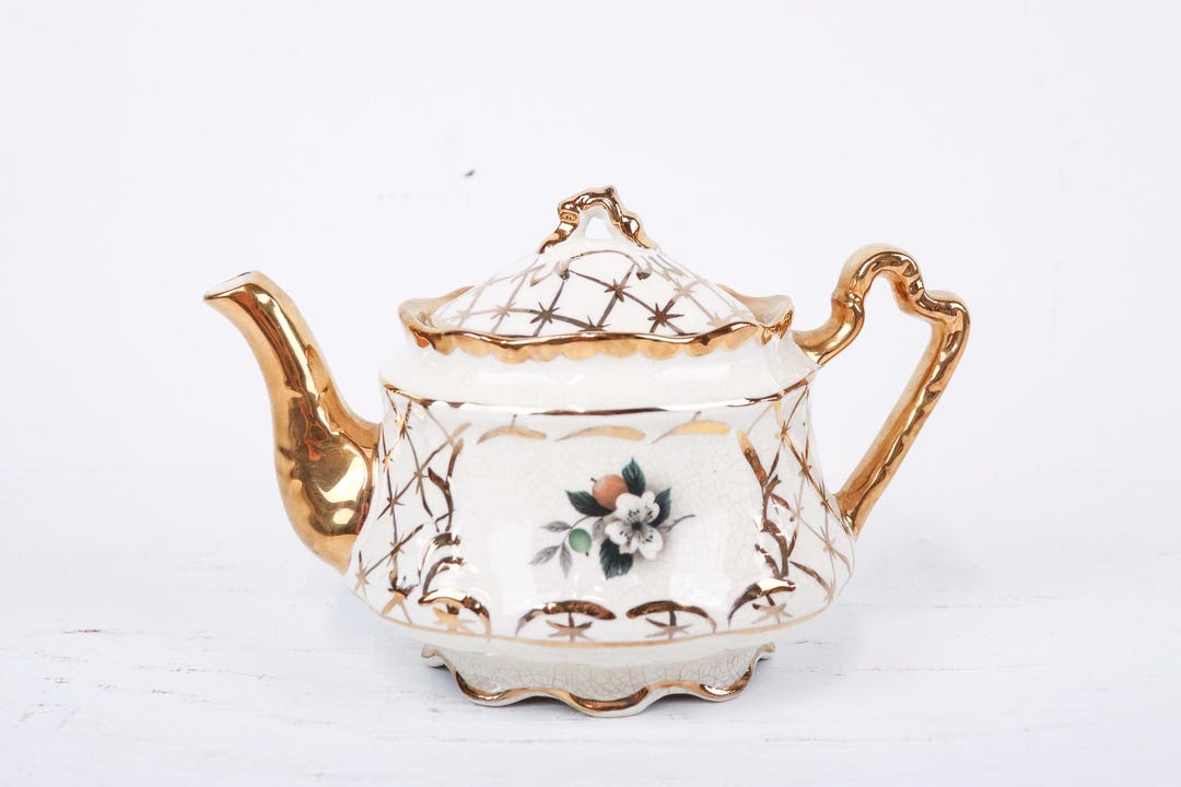 Vintage English Teapot, Fancy Porcelain Teapot, Arthur Wood, Made in ...