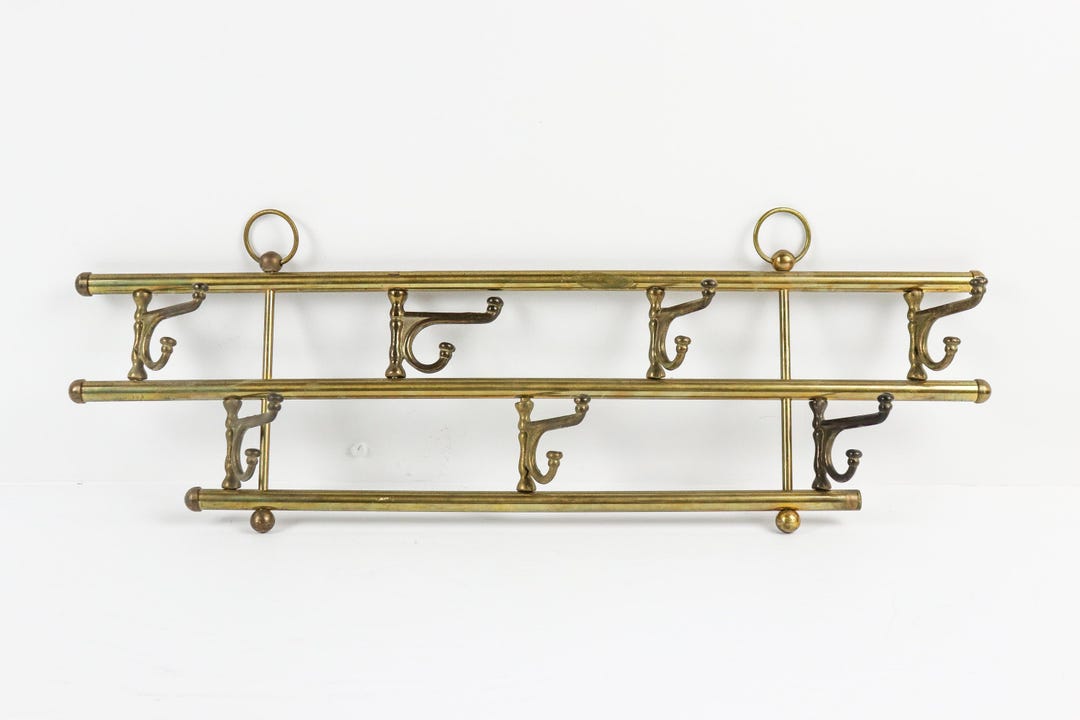 Vintage Brass Coat Rack, Hat or Apron Rack With Swivel Hooks - Etsy