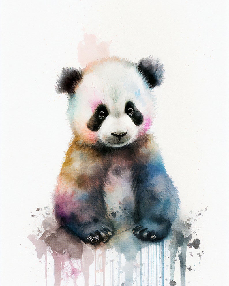 Panda Printable Wall Art, Nursery Wall Decor, Watercolor Panda Painting ...
