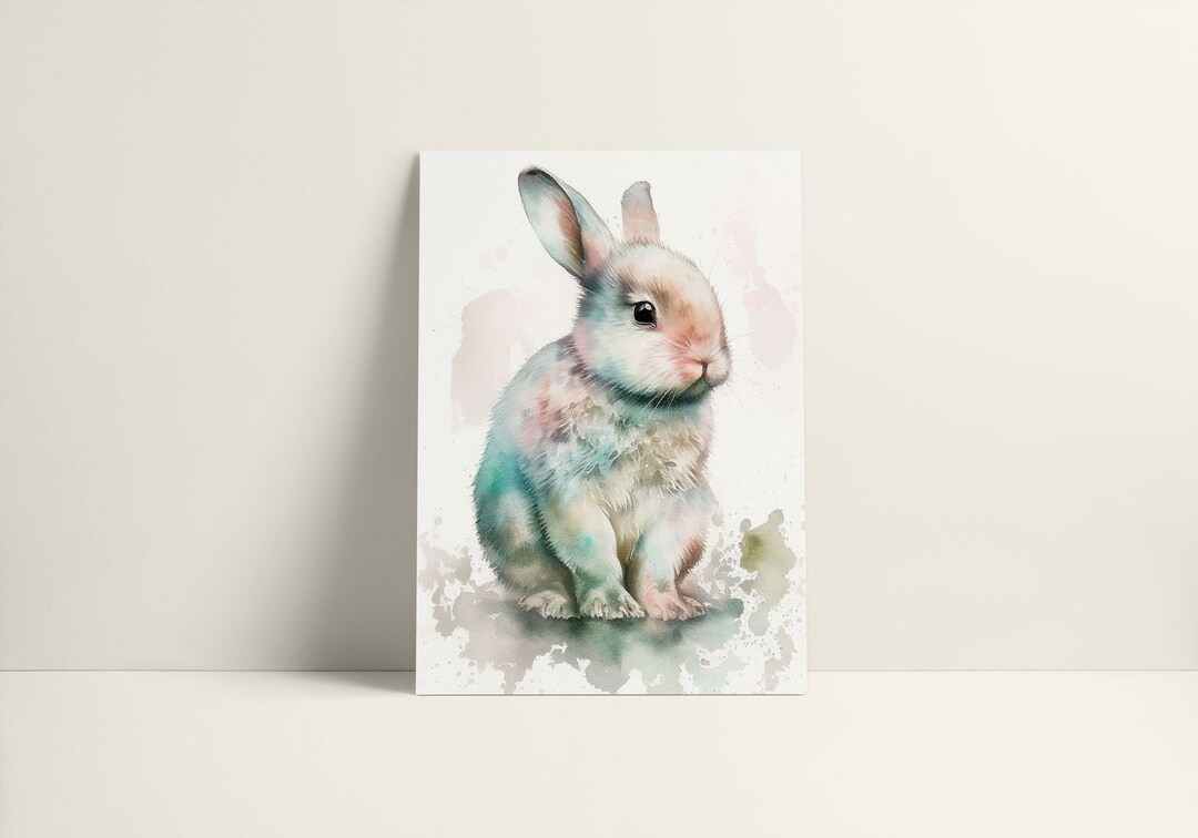 Rabbit Printable Wall Art, Nursery Wall Decor, Watercolor Rabbit ...