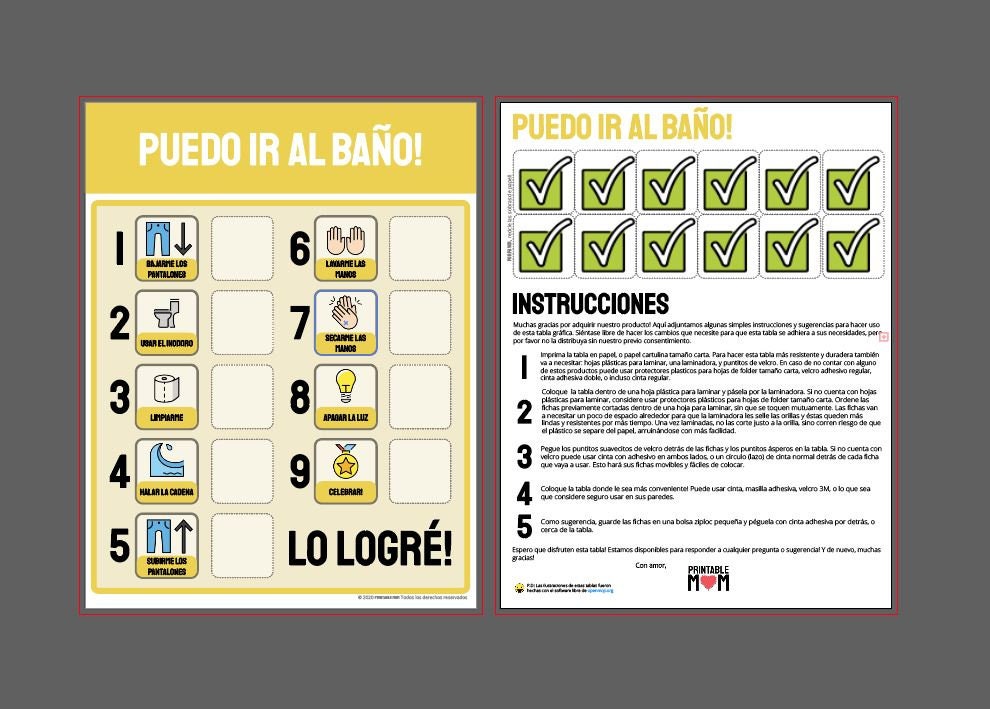 Tabla De ENTRENAMIENTO Para Ir Al BAÑO (imprimible) - Etsy