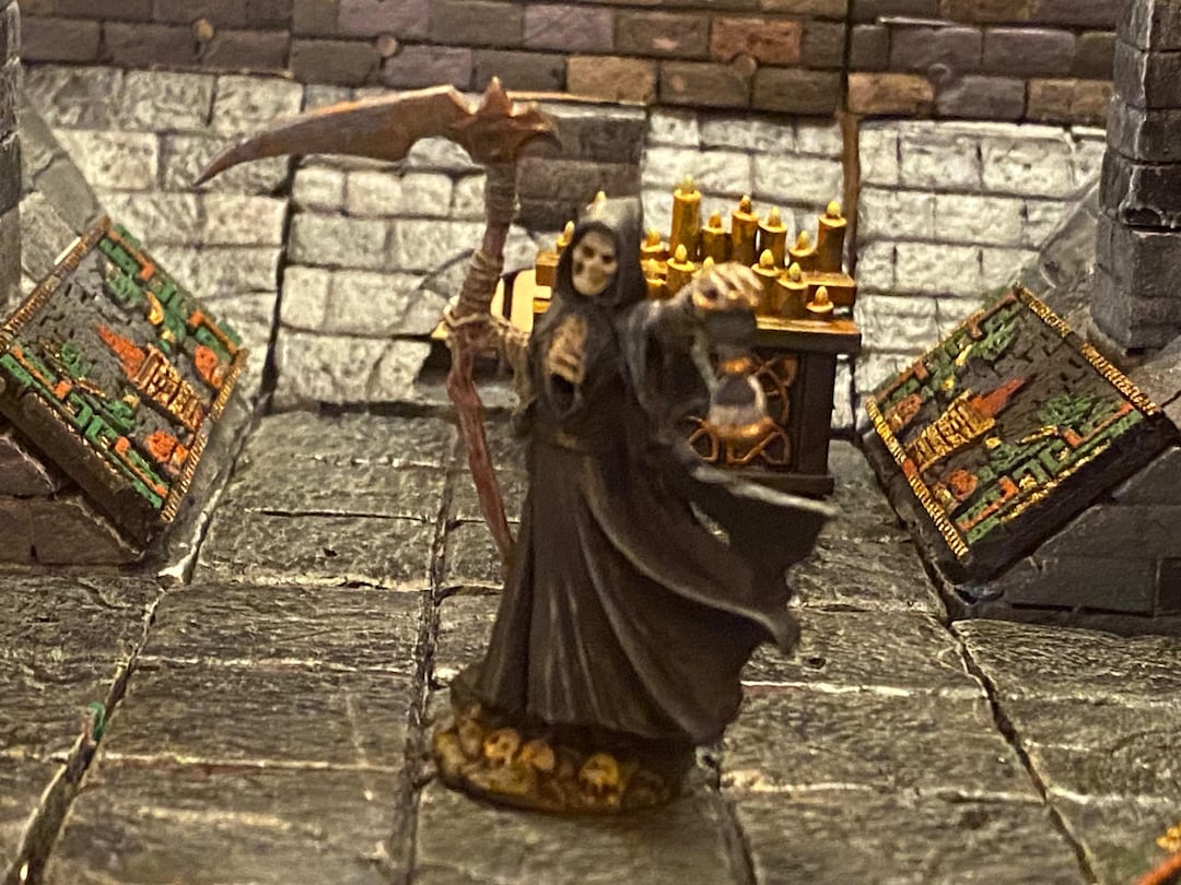 Grim Reaper With Hourglass, Sickle, and Black Robe. Hand-painted Mini ...