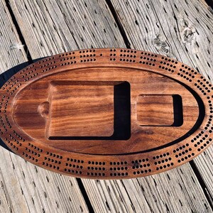 Engraved Walnut Cribbage Board - Deluxe Cribbage Board - Solid Wood Cribbage Board - Family ...