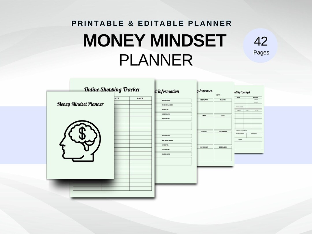 Money Mindset Planner | Editable & Printable Financial Wellness Journal ...