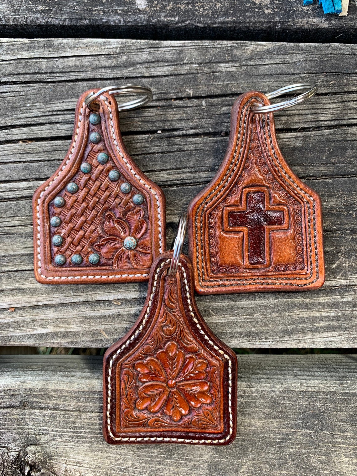 Handmade Leather Cowtag Keychains - Etsy