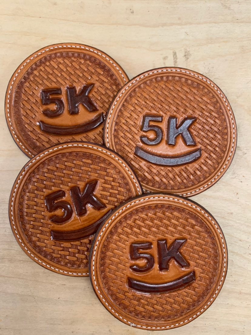 Custom Leather Coasters With Brand or Initials - Etsy