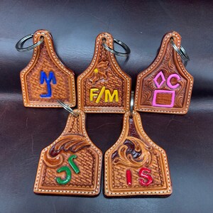 Handmade Leather Ear Tag Key Chains Personalized With Your - Etsy