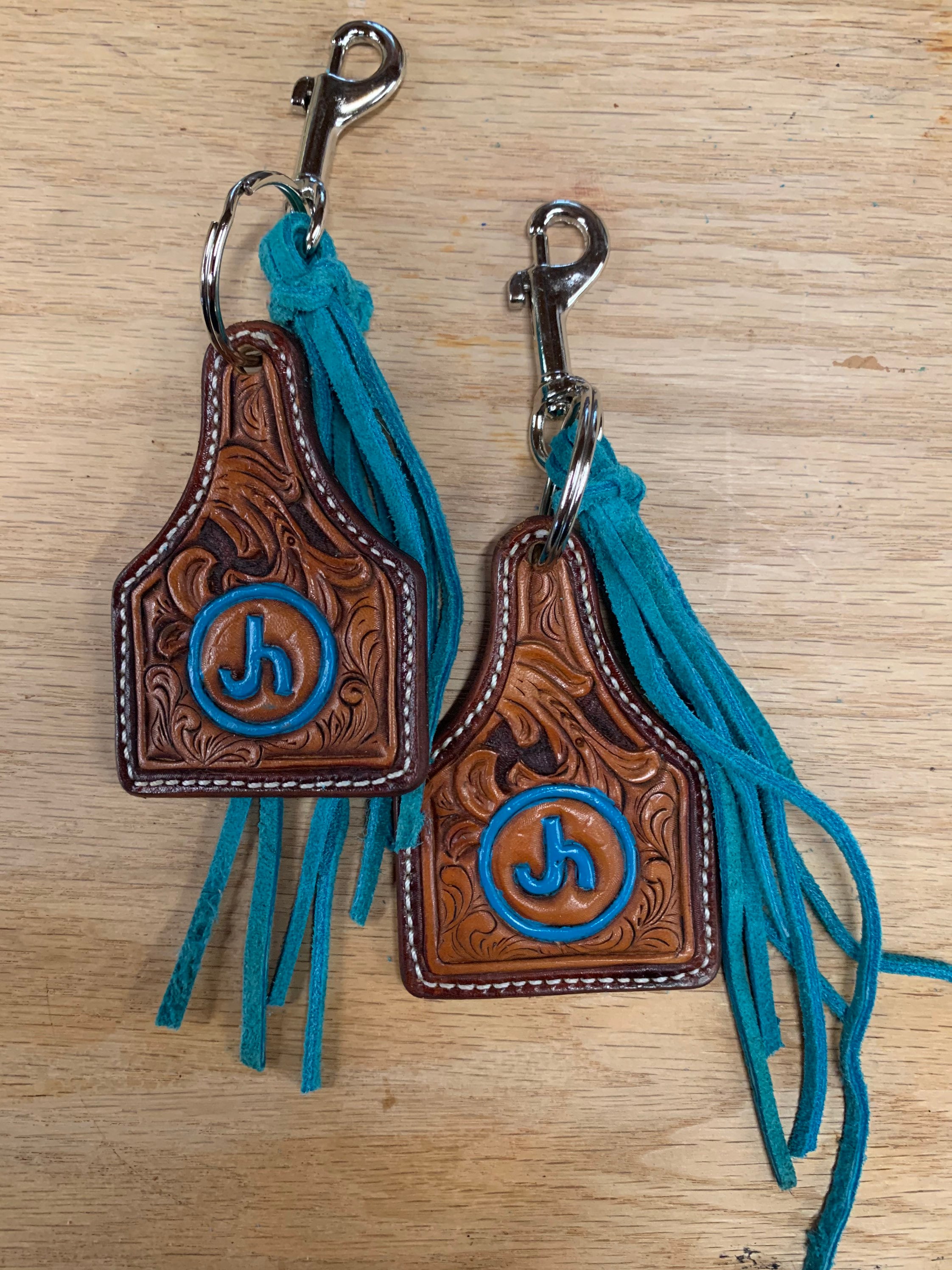 Handmade Leather Ear Tag Key Chains Personalized With Your - Etsy