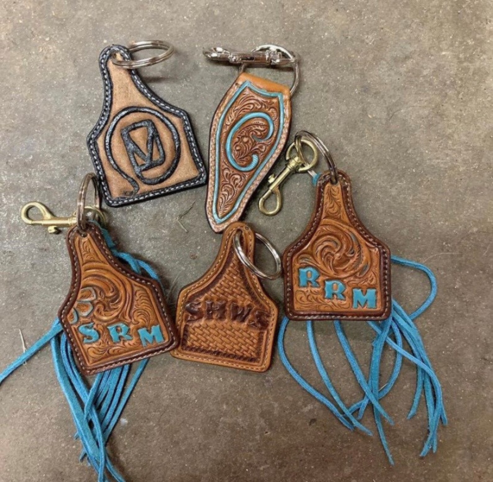 Handmade Leather Ear Tag Key Chains Personalized With Your | Etsy