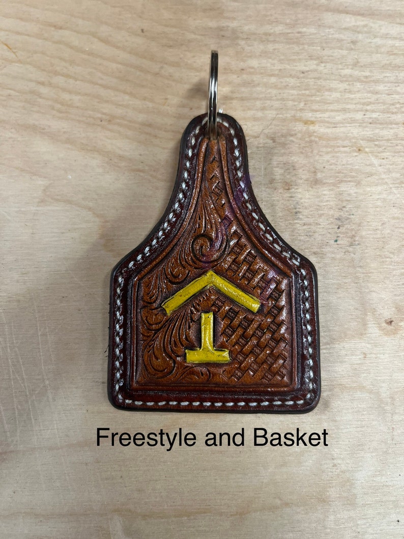 Handmade Leather Ear Tag Key Chains Personalized With Your - Etsy