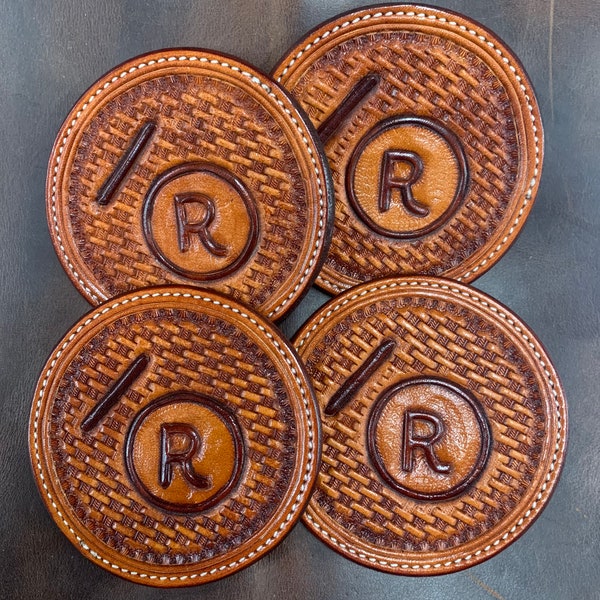 Custom Leather Coasters - Etsy