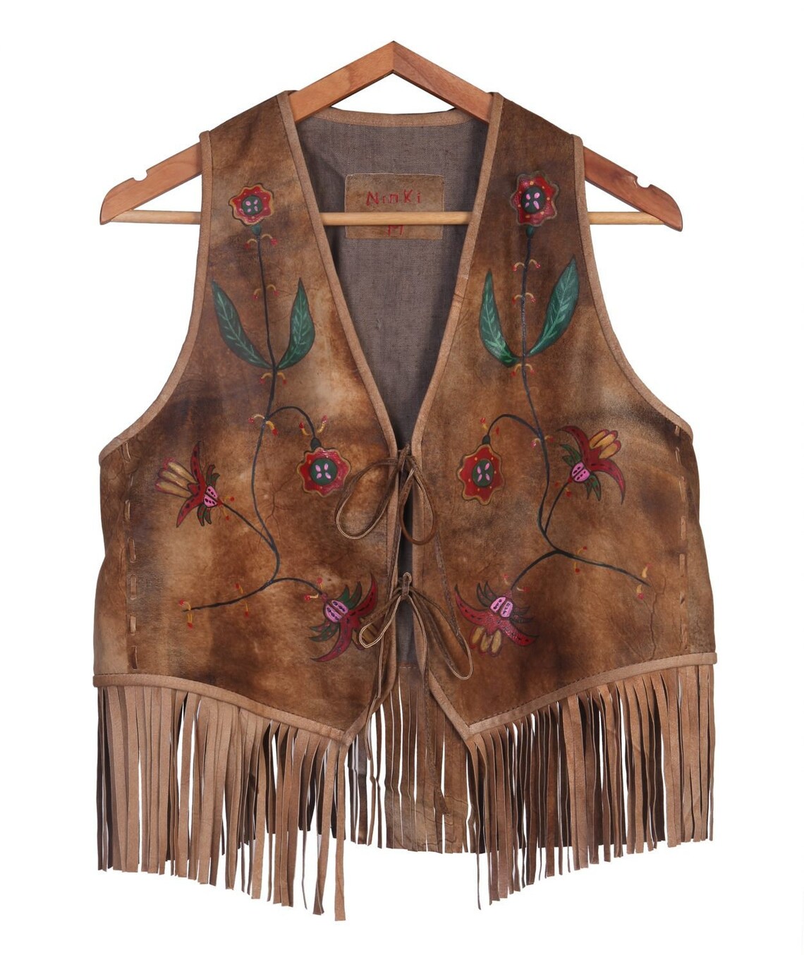 Vintage Inspired Hand-painted 100% Genuine Leather Vest | Light Brown ...