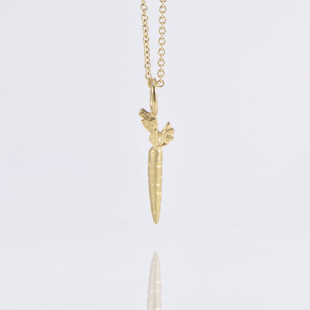 Gold Carrot Charm Necklace in 14k Solid Gold - Etsy